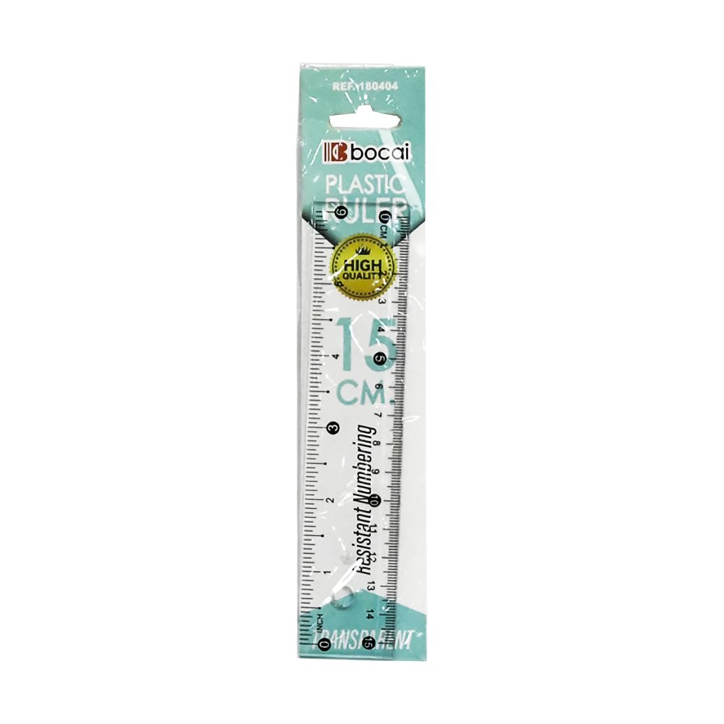 Transparent plastic ruler 15 cm | Mawahib Bookstore
